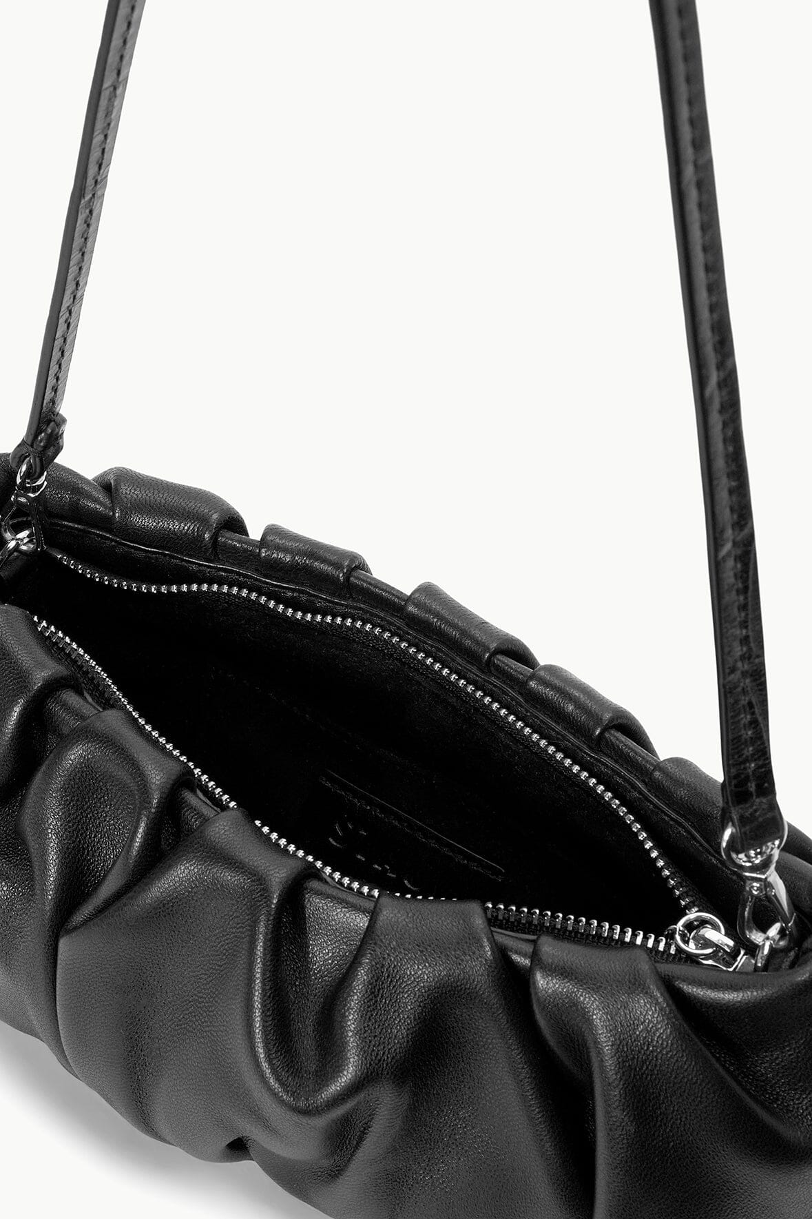 Black Leather Convertible Clutch with Removable Strap - STAUD Official Site
