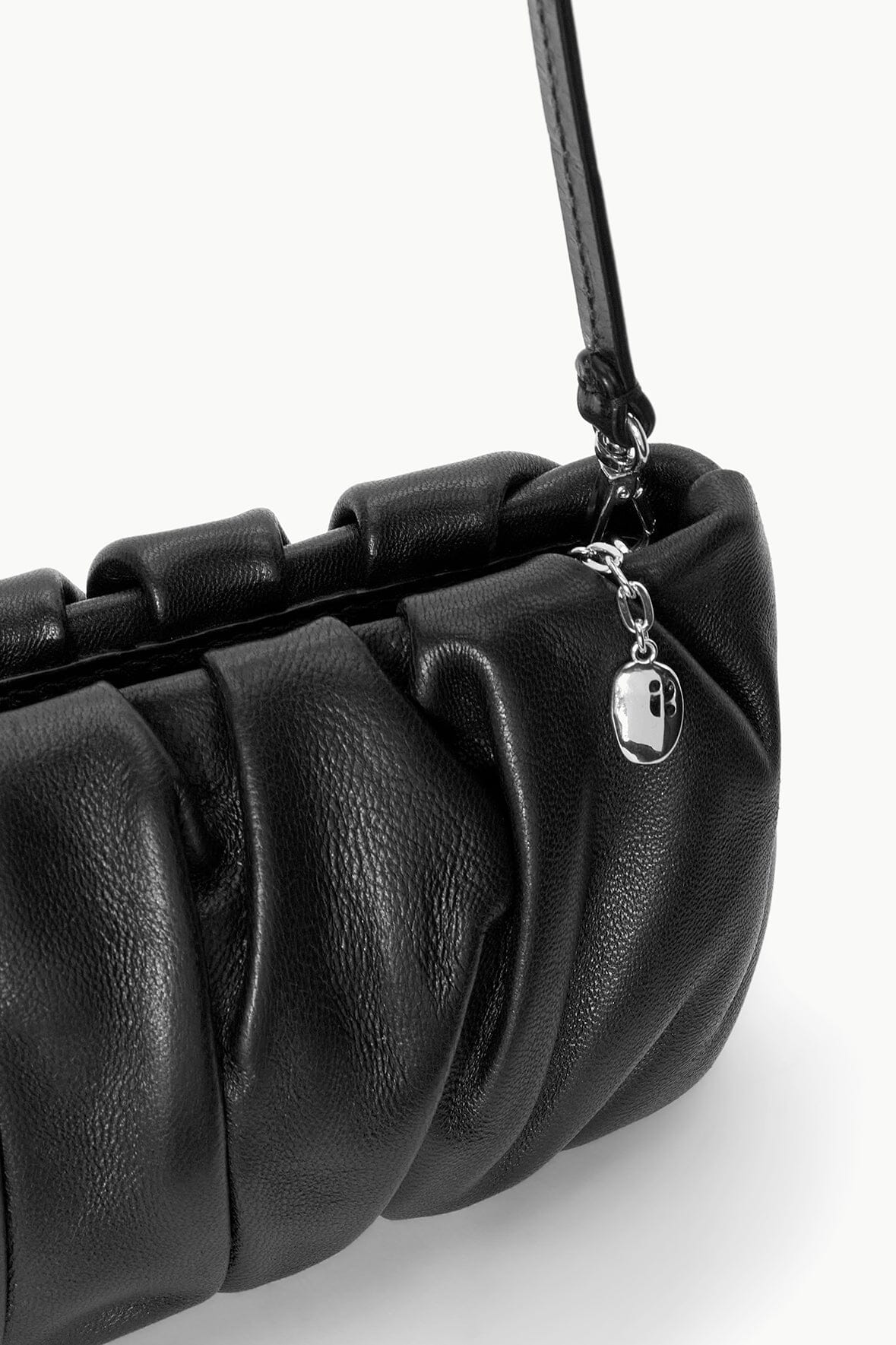 Black Leather Convertible Clutch with Removable Strap - STAUD Official Site
